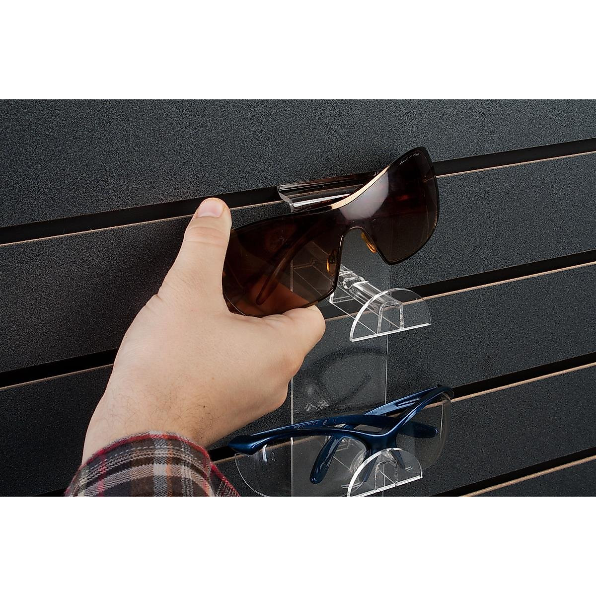 Displays2go QESLWST6PN Slatwall Sunglasses Rack Clear Acrylic Glasses Display Holders (Set of 5)