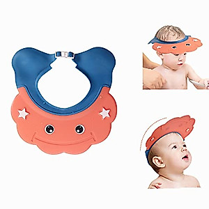 Denpetec Baby Shower Cap,Adjustable Bath Silicone Shower Cap for Kids,Large Hair Washing Hat for Toddlers