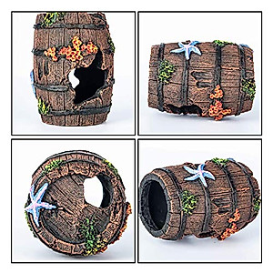 WishLotus Aquarium Fish Tank Decorations, Aquarium Hideout House Theme Plastic Plants Fish Cave Aquarium Castle Mermaid Ornaments, Shipwreck Hideouts Fish Tank Accessories Décor