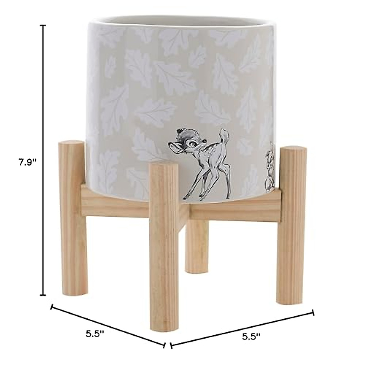 Happy Homewares Forest Friends Bambi and Thumper Planter with Wooden Stand - an Adorable Rustic Planter - Officially Licensed