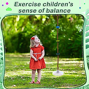 Meooeck 2 Pack LED Disc Climbing Rope Tree Swing with Platforms Disc Swing Seat with Hanging Strap Climbing Rope with Disc Swing Outdoor Playground Swing Set Accessories for Kids Backyard Playground