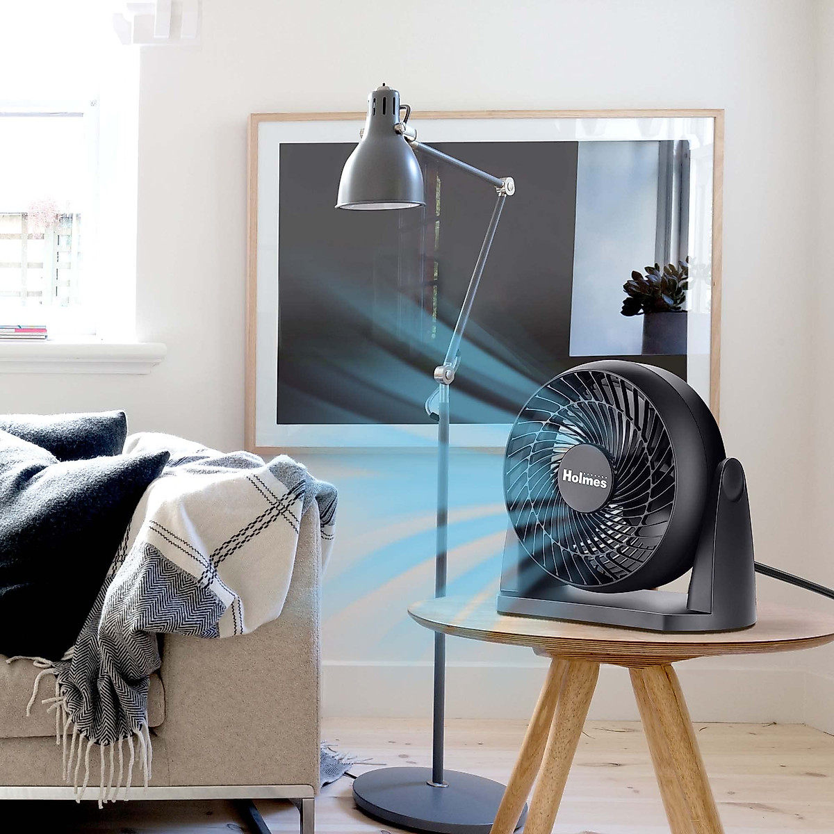 Holmes 8" Air Circulator Fan, 3 Speeds, 90° Adjustable Head Tilt, Wall Mountable, Ideal for Home, Bedroom, Kitchen or Office, Black