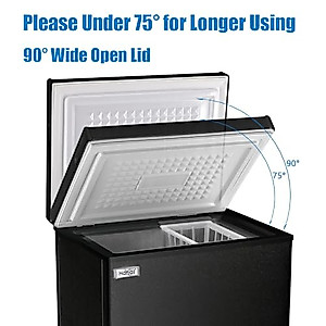 Chest Freezer Small Freezer Black Deep Freezers 3.5 Cu.Ft Compact Freezer Free-Standing Top Door Freezer Adjustable 7 Thermostat and Removable Basket Open Deep Freezer Energy Saving Apartment Kitchen