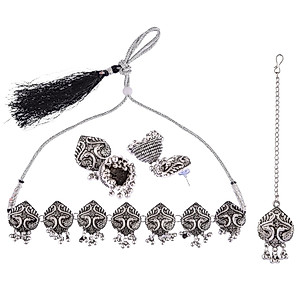 Efulgenz Oxidized Necklace Jewelry Indian Boho Vintage Antique Oxidized Necklace for Women