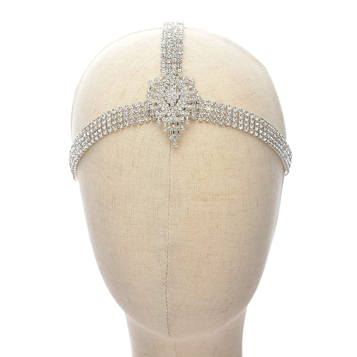 SWEETV Rhinestone 1920s Headpiece Silver - Flapper Headband for Costume Party Gatsby Accessories Decorative Headbands