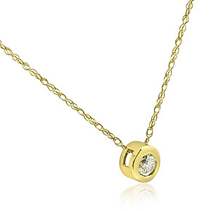 1/4 Ct Diamond Solitaire Bezel Pendant Available in 14k White Or Yellow Gold
