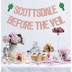 Scottsdale Before the Veil Banner, Bachelorette Party Decorations, Final Fiesta Bachelorette Cactus Decors, Bride to Be Engagement Bridal Shower Supplies Rose Gold Green Glitter