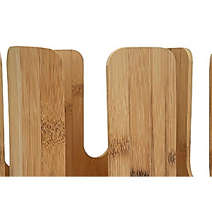 Mind Reader Square, Multi-Section Organizer for Stacked Hot or Cold Disposable Cups, Lids, Condiment Holder, Bamboo, 4 Compartments, Brown