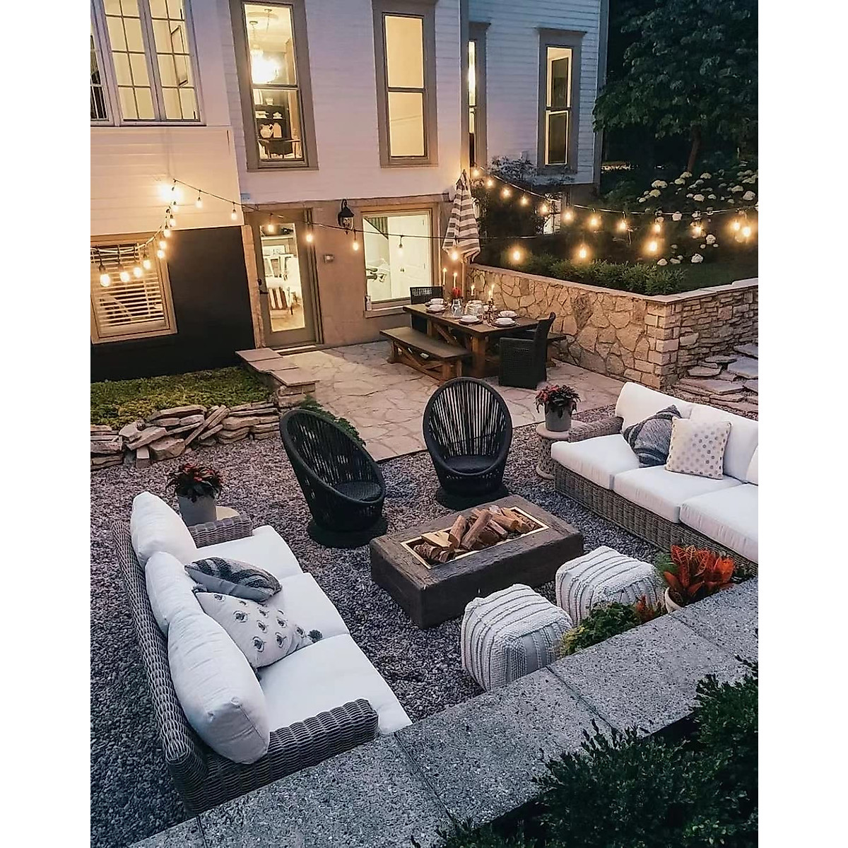 Joursdela 96FT 2-PACK outdoor string light 30 Incandesent edison string light ST14 clear bulb linkable and dimmable for patio, bistro garden Christmas decor