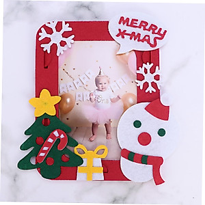 Homoyoyo Photo Frame Christmas Ornament Holiday Picture Frame Decorative Photo Frame Unfinished Photo Frame Kit Nonwoven Photo Frame Handmade Frame Red Picture Frame Child Suite Kraft Paper