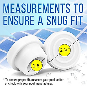 [4 Pack] Pool Ladder Bumpers to Protect Pool Liner - Protective Step Ladder Plugs for Inground Pool - Swimming Pool Ladder Parts - White Rubber Plug for Swimming Pool Ladder - 1.8” Inner Diameter