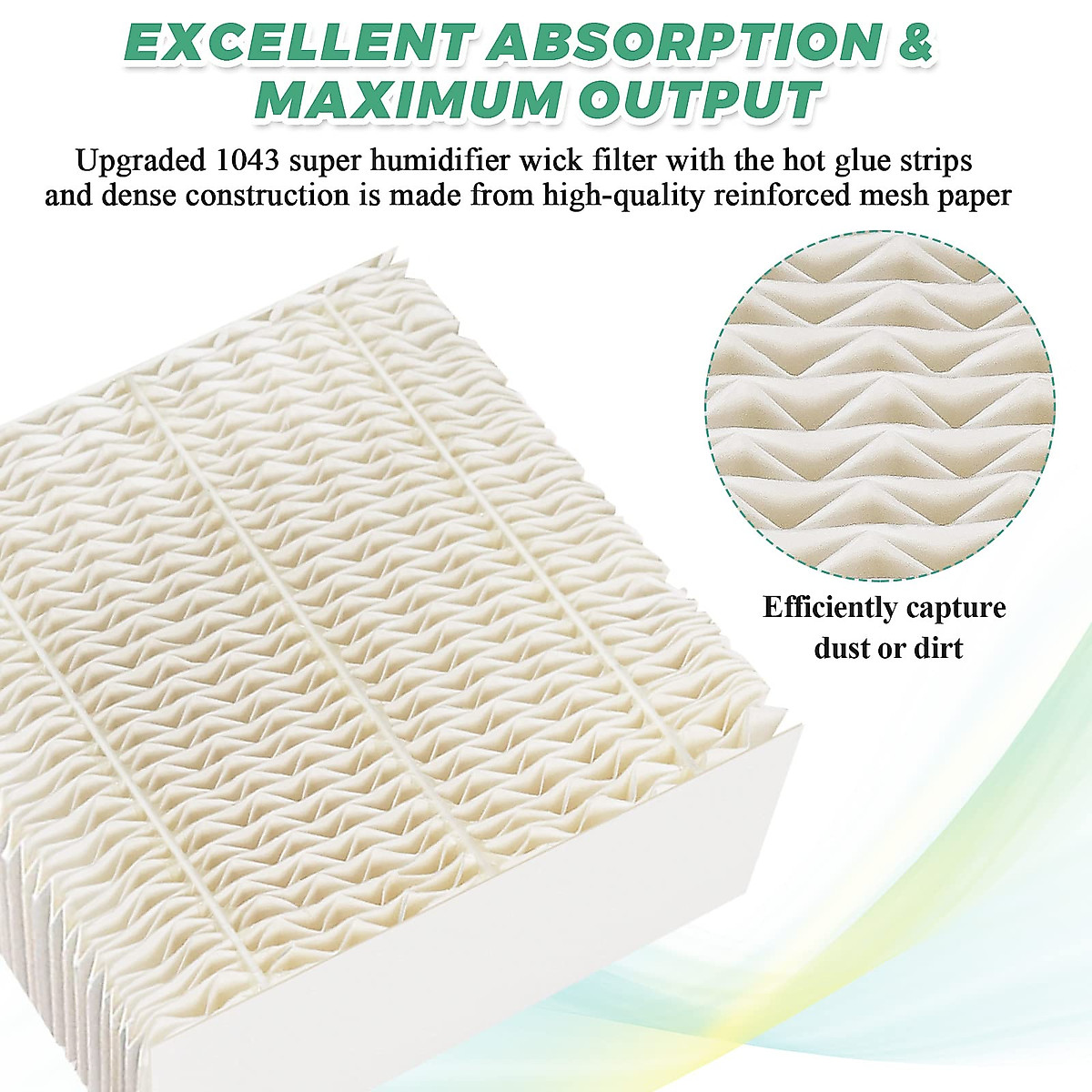 Techecook 1043 Humidifier Wick Filters (3Pack) Replacement for Essick AirCare Evaporative Humidifiers EP9500 EP9700 EP9800 831000 821000 826000 826800, Bemis Space Saver 800 8000 Series Humidifiers