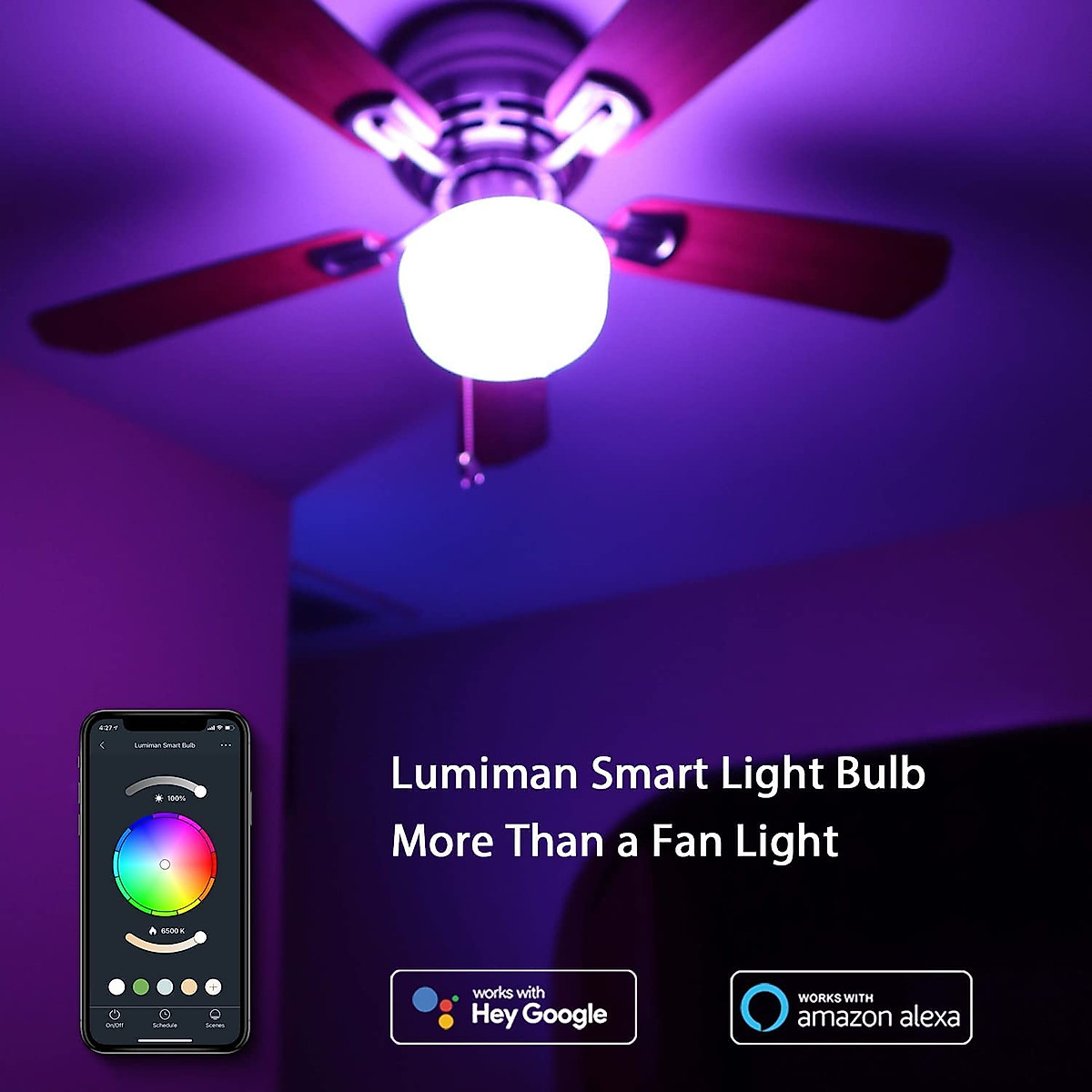 LUMIMAN Candelabra Smart Bulb E12 LED Smart Light Bulbs WiFi RGB Color Changing Smart Lights That Work with Alexa Google Home Music Sync Tunable White 5W 400lm No Hub Required 3 Pack