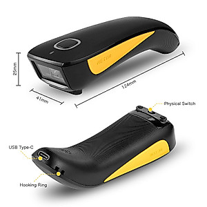 NETUM C750 QR Code Scanner, Mini 2D Barcode Scanner with Charging Dock