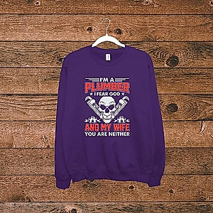 Plumber Sweatshirt Gift for Plumbers Who Fear God and Love Their Wives Navy Muticolor Unisex Sweatshirt