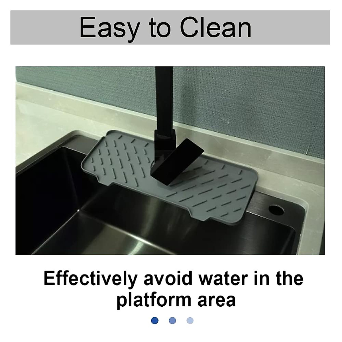 Faucet Splash Catcher, Silicone Faucet Water Catcher Mat, Drip Protector Splash Countertop, Sink Draining Pad Behind Faucet for Kitchen & Bathroom Countertop Protect, 37 * 14.5 * 1.5cm (White, 1)