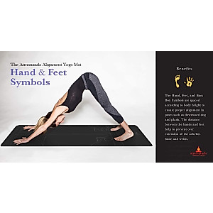 Atmananda Black Yoga Mat, Premium Natural Rubber Top, Educational Alignment Lines, Good for all Yoga Styles, Lightweight, Designed to Help Protect Your Joints (Large (5'7" & above), Bronze)