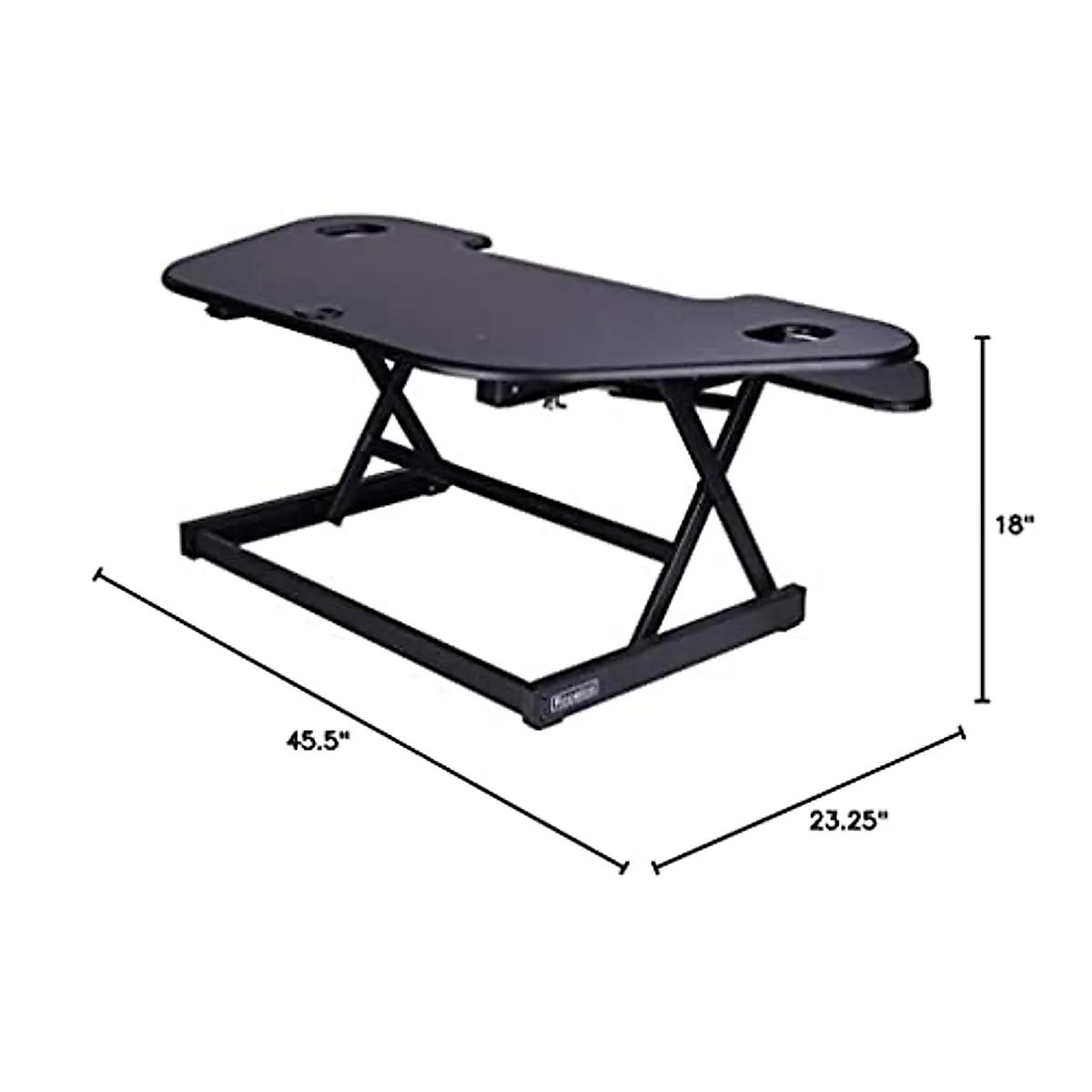Rocelco 46" Height Adjustable Corner Standing Desk Converter, Quick Sit Standup Dual Monitor Riser, Gas Spring Assist Tabletop Computer Workstation, Large Keyboard Tray, (R CADRB-46), Black