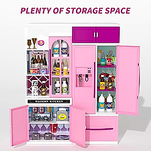 Temi Kitchen Playset for Kids, 56 PCS Play Kitchen Toys Accessories Set with Realistic Lights & Sounds Pretend Play Birthday Gift for 3+ Year Old Toddlers Girls - Pink