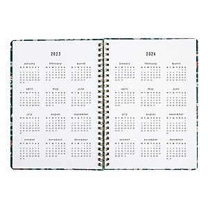 Letts Spring Valley Academic Weekly/Monthly Planner, 18 Months, July 2023 to December 2024, Week-to-View, Wiro Binding, Multilingual, A5 Size, 8.25" x 5.875", Green (C031798-24)
