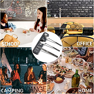 Premium Travel Utensils Set, Stainless Steel Cutlery Set, Reusable Flatware, Chopsticks Fork Spoon Silverware Set, Pocket Utensils for Picnic, Camping and Travel，Straws and Cleaning Brush