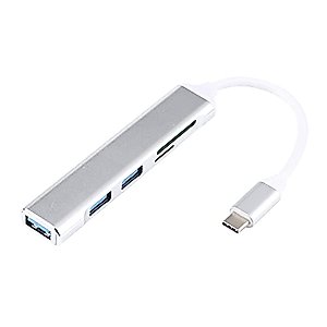 Convenient and Practical 5 in 1 USB-C/Type-C 3.1 to SD/TF Card Slot + 3 USB 3.0 Ports Multifunctional Docking Station HUB