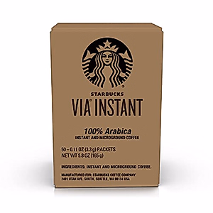 Starbucks VIA Instant Coffee—Dark Roast Coffee—Decaf Italian Roast—100% Arabica—1 box (50 packets)