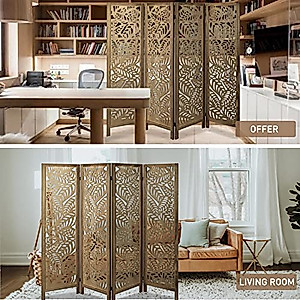 4 Panel Room Dividers Wood Room Dividers Folding Privacy Screen Separation Wall Dividers Separator for Bedroom, Office