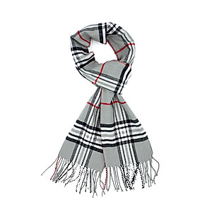 Achillea Classic Plaid Check Cashmere Feel Winter Scarf (Classic Grey Plaid)