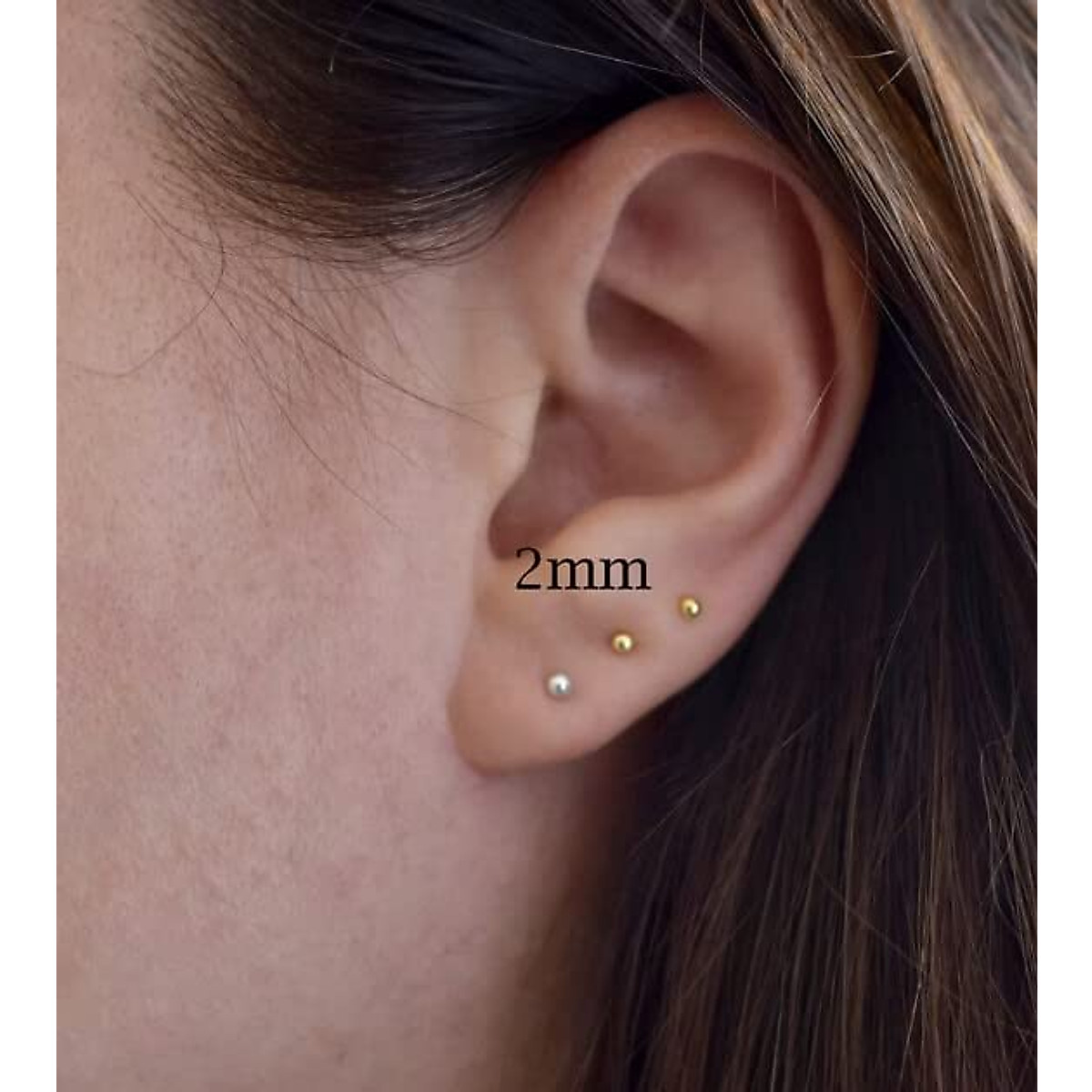 Tiny 2mm Ball Stud Earrings for Women Girls,Dainty Mini Ball Earrings for Cartilage Helix Earlobe Piercing 316L Surgical Stainess Steel Hypoallergenic(2mm, Silver)