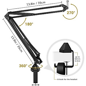 TONOR Condenser Microphone 192kHz/24Bit, USB Cardioid Computer Mic Kit with Upgraded Boom Arm/Spider Shock Mount for Recording, Streaming, Gaming, Podcasting, Voice Over, YouTube, TC-2030