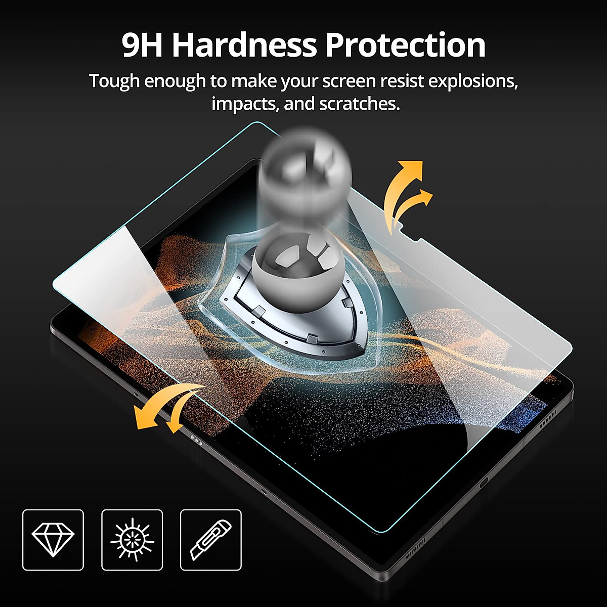 Softamm [2 Pack Tempered Glass Screen Protector for Samsung Galaxy Tab S9 Plus 2023 / S8 Plus 2022 / S7 FE 2021 / S7 Plus / S7+(12.4) with Upgrade Cleaning Kit /2.5D/ No-Bubble/Anti Scratch