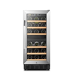 Lanbo 15 Inch Wide Dual Zone Compressor Wine Refrigerator, 28 Bottle