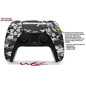 WraptorSkinz Skin Wrap compatible with Sony PS5 DualSense Controller WraptorCamo Digital Camo Gray (CONTROLLER NOT INCLUDED)