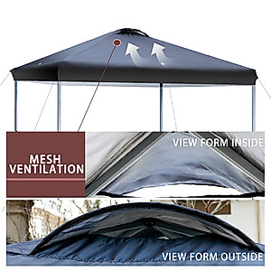 SlowSnail Premium Outdoor Pop Up Canopy Tent: 10' x 10' Ultimate Collapsible Portable Canopy with Steel Frame and Top Vent, Adjustable Legs & Foldable Design, Black