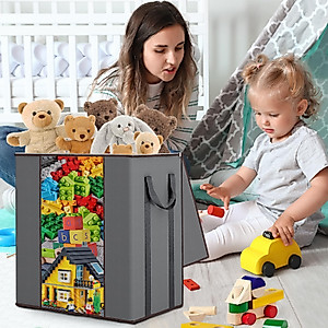 Fixwal Extra Large Blanket Storage Bags 120L Comforter Storage Bags with Reinforced Handles Breathable Clothes Storage Containers for King Comforter Bedding Pillow Sheet Grey