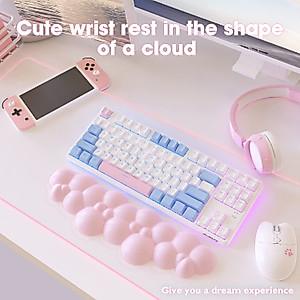 ATTACK SHARK Gaming Keyboard Wrist Rest Pad,Memory Foam Keyboard Palm Rest, Ergonomic Hand Rest,Wrist Rest for Computer Keyboard,Laptop,Mac,Lightweight for Easy Typing Pain Relief-Pink