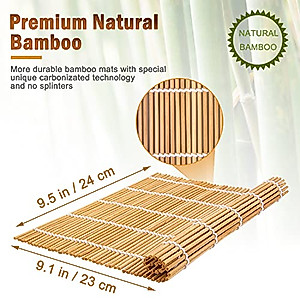 9PCS Premium Sushi Making Kit, Thicken Bamboo Sushi Mat, Including 2 Sushi Roller, 5 Pairs of Reusable Chopsticks, 1 Paddle, 1 Spreader, Sushi Maker Kit Set Ideal for Beginners by GOSGOONE