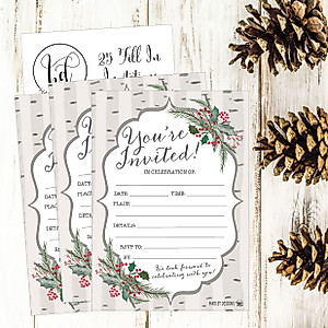 25 Christmas Party Invitations For Holiday Party Invitations - Pre Christmas Dinner Invitations Winter Birthday Invitations, Christmas Party Invites Adults Christmas Open House Invitations Xmas Party