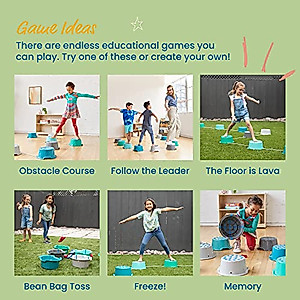 ECR4Kids Stepping Buckets with Storage Carry Bag, Balance Stones, Contemporary, 10-Piece