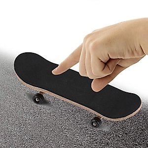 Combort 1Pc Finger Skateboards Fingerboards Sets, Maple Wooden+Alloy Fingerboard Finger Skateboards with Box Reduce Pressure Kids Gifts(Black)