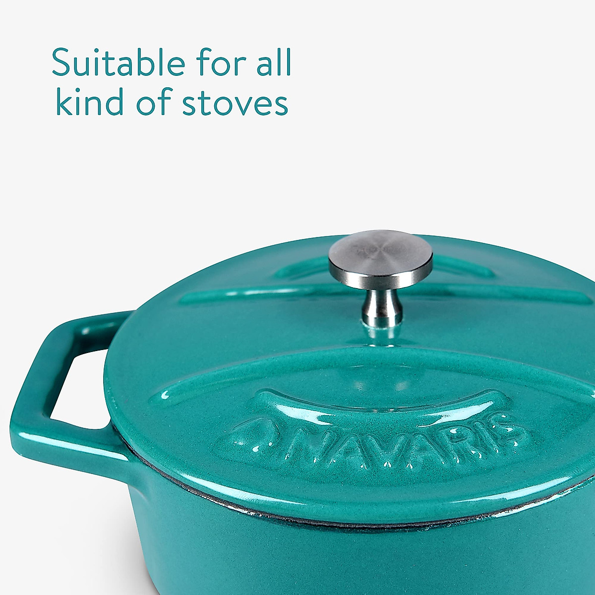 Navaris Cast Iron Round Cocottes (Set of 4) - 4.1" Mini Cocotte Dutch Oven Dishes with Enamel Coat, 9.8 oz - Teal/Violet/Green/Grey