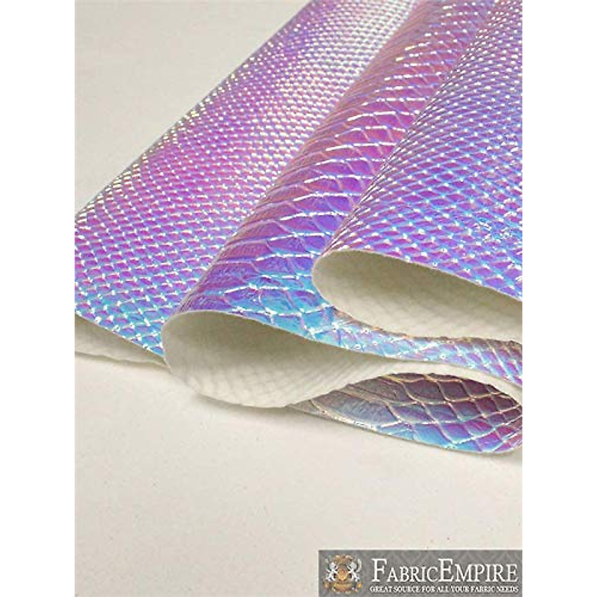 Fabric Empire Vinyl Upholstery Embossed Snake Holographic Glossy Fabric Light Blue 54" Wide Sold by The Yard