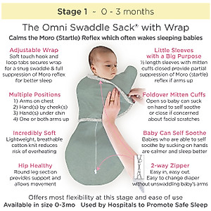 SwaddleDesigns 6-Way Omni Swaddle Sack for Newborn with Wrap & Arms Up Sleeves & Mitten Cuffs, Easy Swaddle Transition, Better Sleep for Baby Boys & Girls, Heathered Gray, Small, 0-3 Months