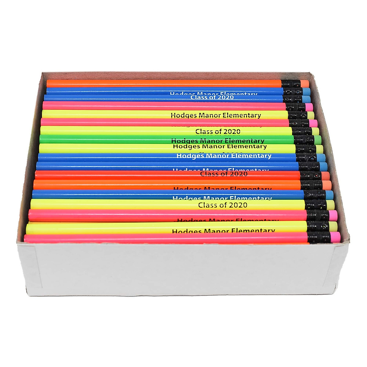 Pencil Guy Promotional Personalized Imprinted Neon Round Pencils- 500 per box