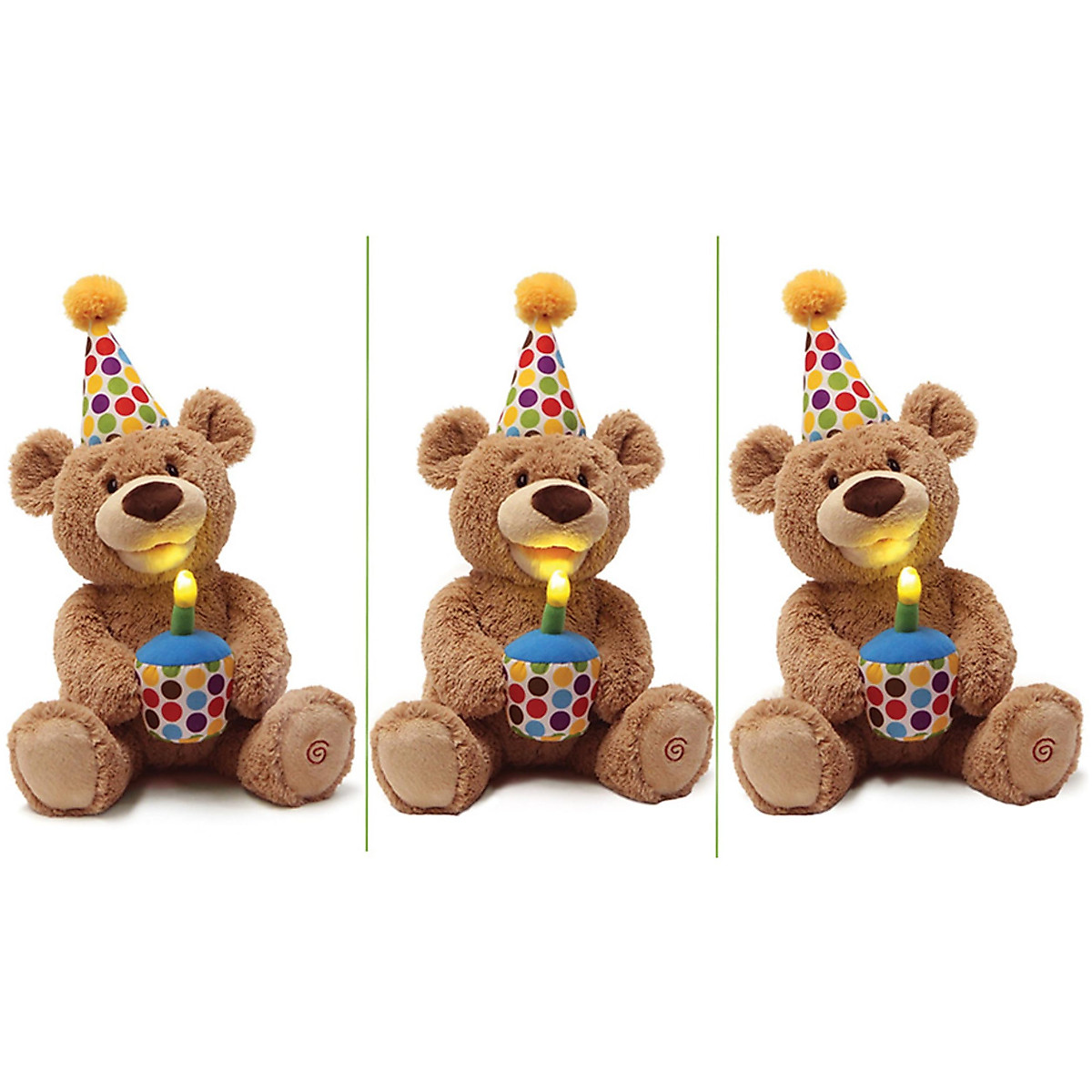 GUND Happy Birthday Teddy Bear Bear Animated Plush Toy, Glow-in-The-Dark Singing Stuffed Animal, Brown, 10”