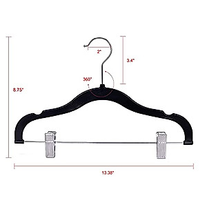 Quality Kids Children's Plastic Non Velvet Non-Flocked Thin Compact Shirt and Skirt/Pant Bundle Coat Hangers with Metal Clips for Skirts Pants Blouses 360° Swivel Hook, Jacket, Shirt, Pants,