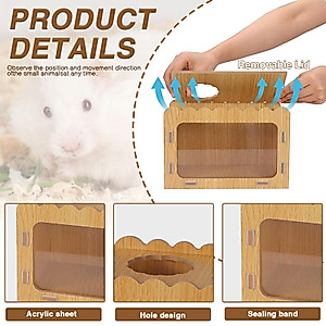 Hamster Digging Box, Small Visible Hamster Digging Room with Acrylic Transparent Board, Hamster Hideout and Exploration House with Climbing Ladder, Hamster Digging Wood Toy for Guinea Syrian Hamsters