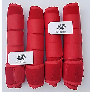 Lift Sports Horse Medicine Brushing Boots Leg Wraps Protection Gear Equine Set of 2 and 4 Black Red Purple Orange Pink Blue (Full, Purple (Set of 4))