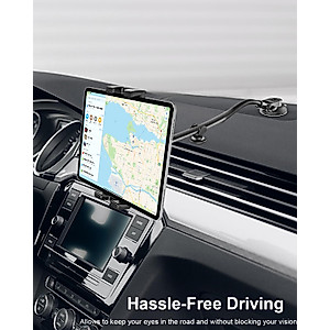 woleyi Tablet Holder for Car Dashboard Windshield [Gooseneck Long Arm] Suction Cup iPad Holder for Car, Car Tablet Mount Compatible with iPad Pro Air Mini, Galaxy Tabs, Cell Phones, 4.7-13" Devices